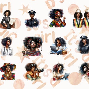 105 Watercolor Black Women Clipart Bundle, Black Woman Png, Afro Women ...