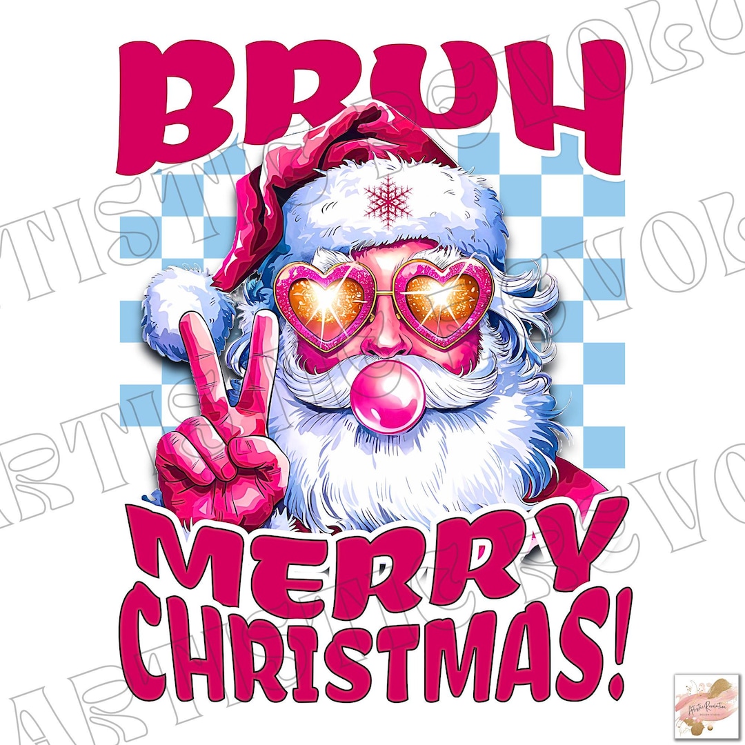 Merry Christmas Bruh Png Funny Santa Bruh Png Checkerboard Retro Boy ...