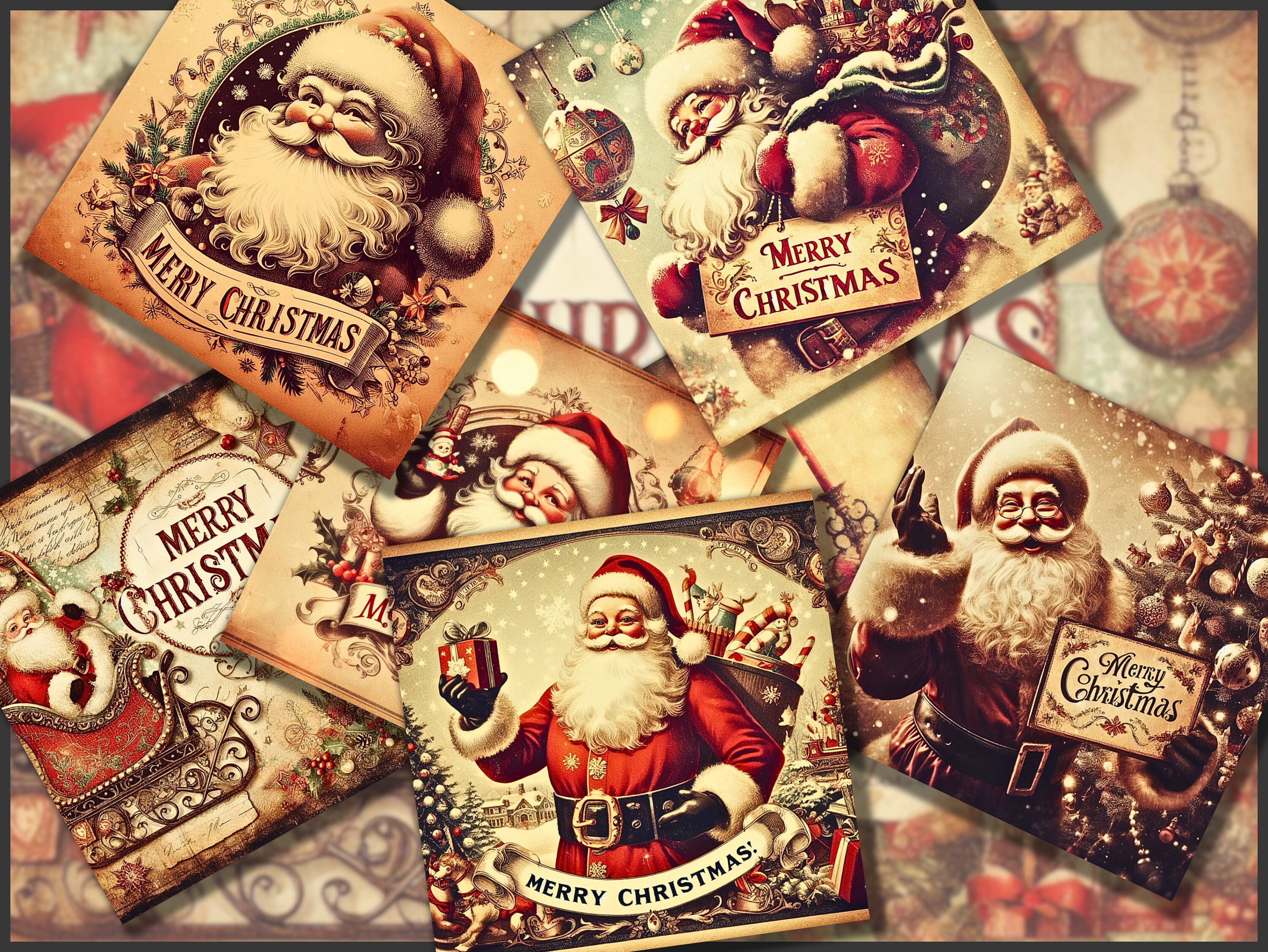 Vintage Christmas Ephemera Papers Vintage Christmas Digital Paper ...