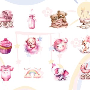 134 Watercolor Baby Shower Nursery Clipart Bundle, Watercolor Nursery ...