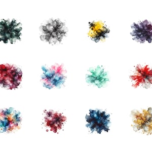 64 Alcohol Ink Splashes Clipart Bundle, Watercolor Splash Png ...