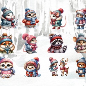 Watercolor Woodland Animals Clipart , Winter Clipart Bundle, Watercolor ...