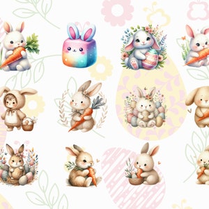 68 Watercolor Easter Bunny Clipart Bundle, Easter Bunny Png, Easter ...