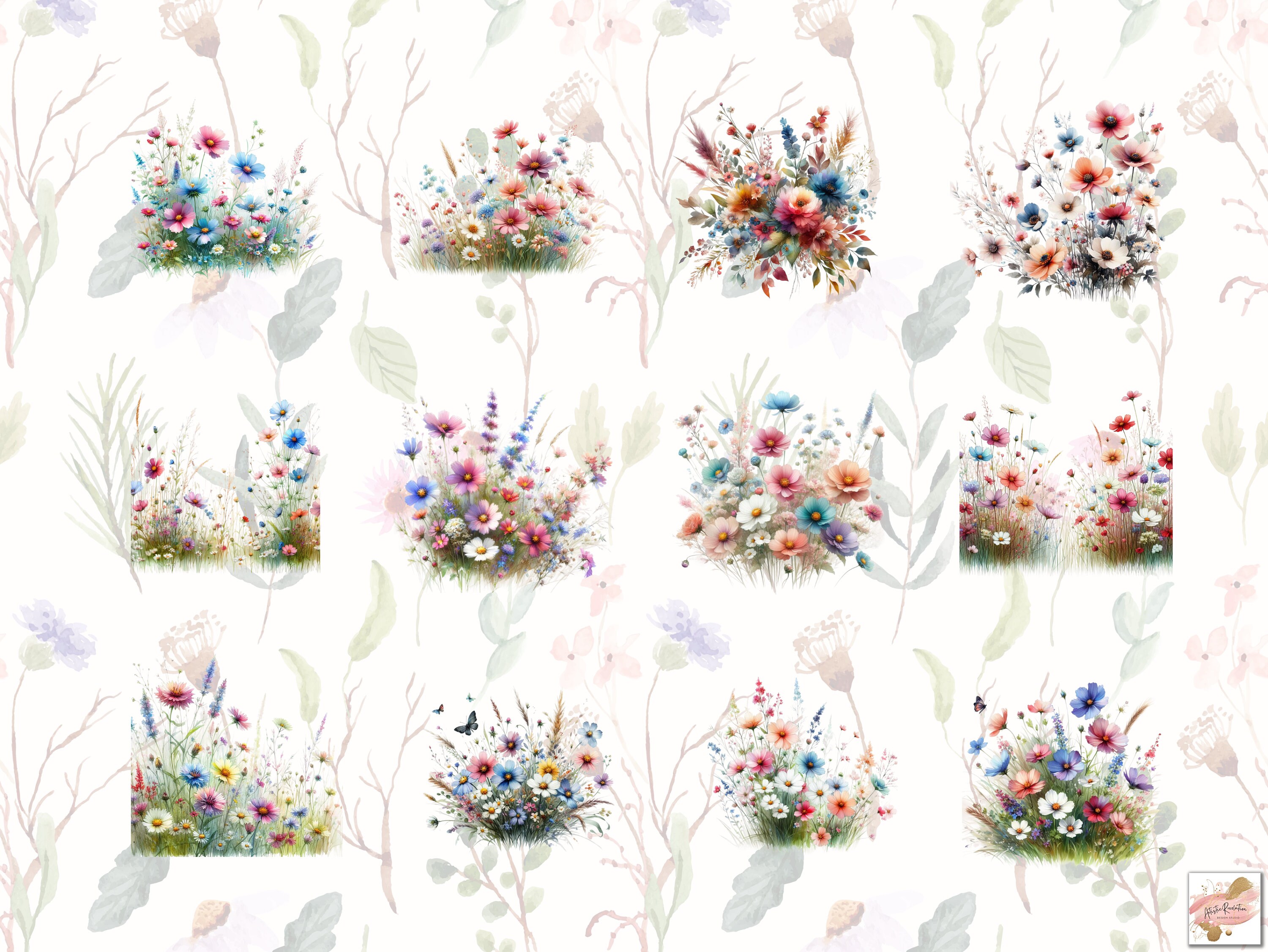 150 Watercolor Wildflowers Clipart Bundle, Wild Flower Clipart Png ...