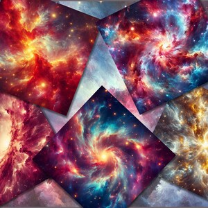 55 Galactic Nebula Digital Paper Pack, Starry Sky Space Backgrounds ...