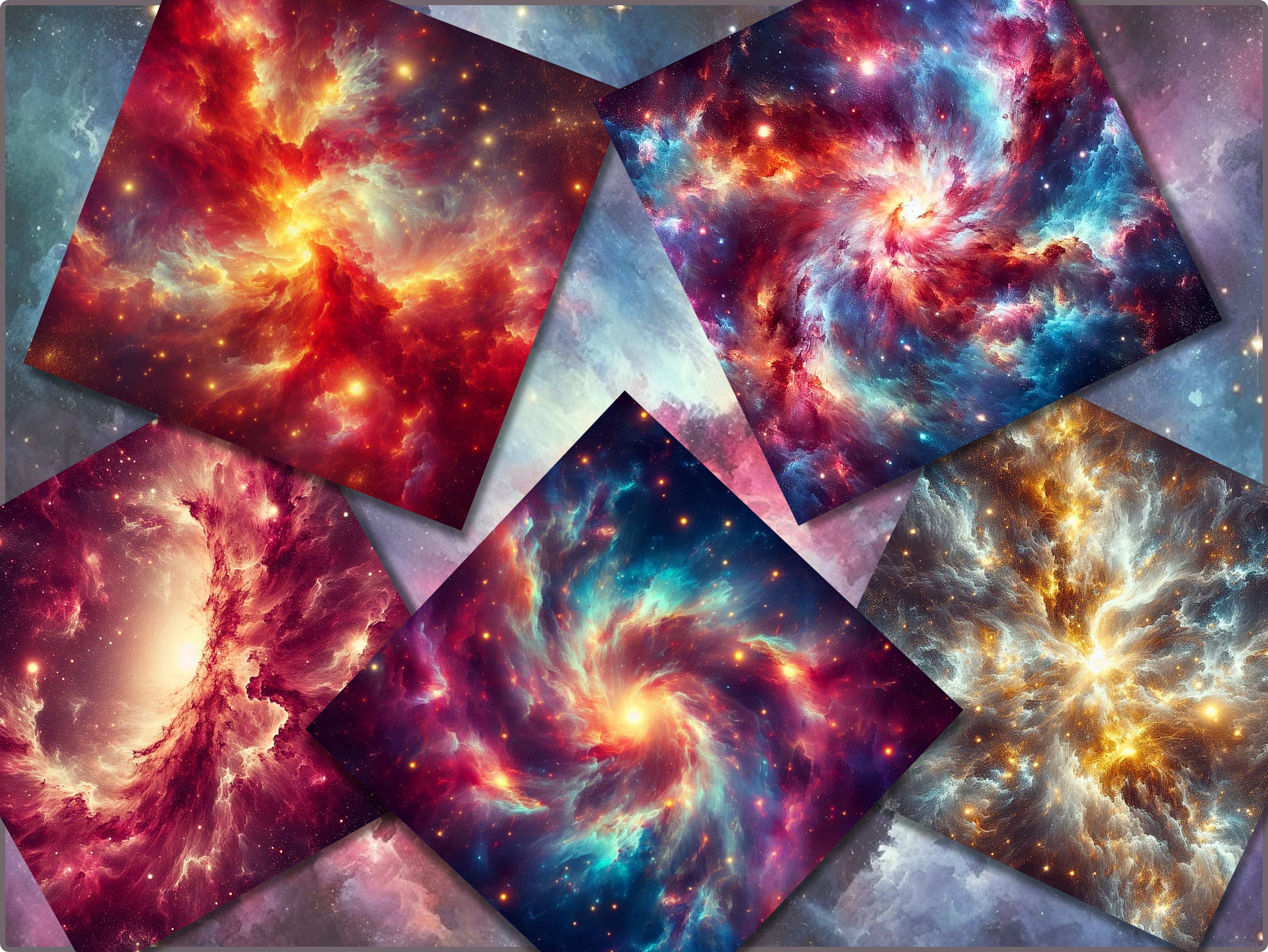 55 Galactic Nebula Digital Paper Pack, Starry Sky Space Backgrounds ...