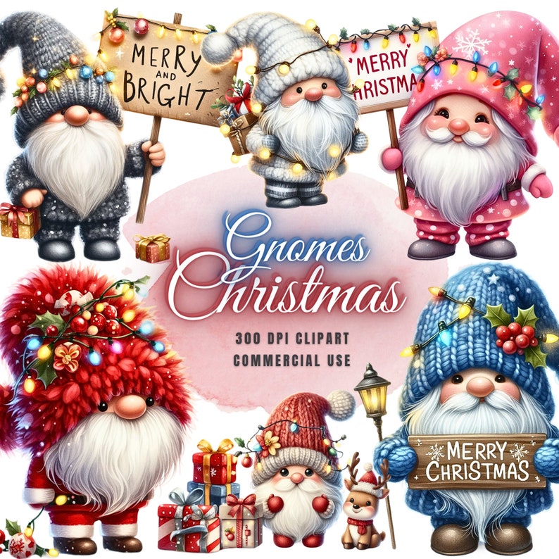 51 Christmas Gnome Clipart Watercolor Gnome Png Festive Gnomes Clip Art ...