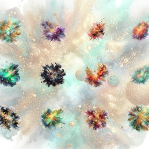 Shimmering Watercolor Splashes Clipart Bundle, Watercolor Splash Png ...