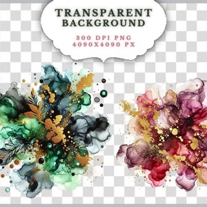 59 Gold Alcohol Ink Clipart Bundle, Alcohol Ink Png, Watercolor ...