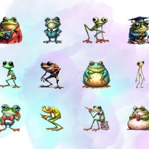 31 Watercolor Funny Cute Frog Clipart Bundle, Funny Frog Png ...