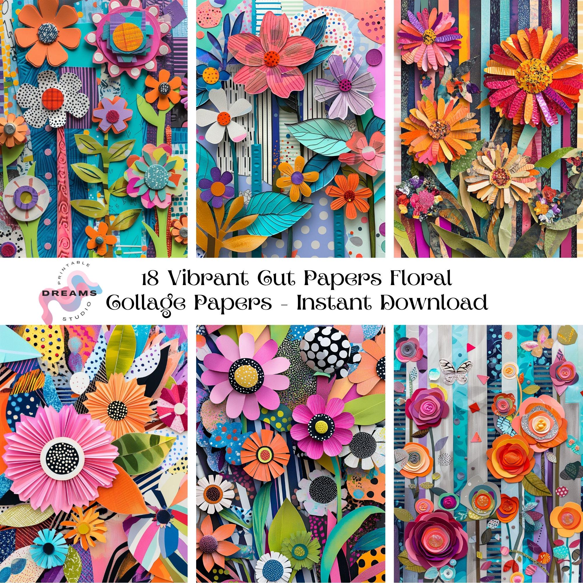 Floral Collage Papers: 3D Cut Paper Designs (digital Download) - Etsy