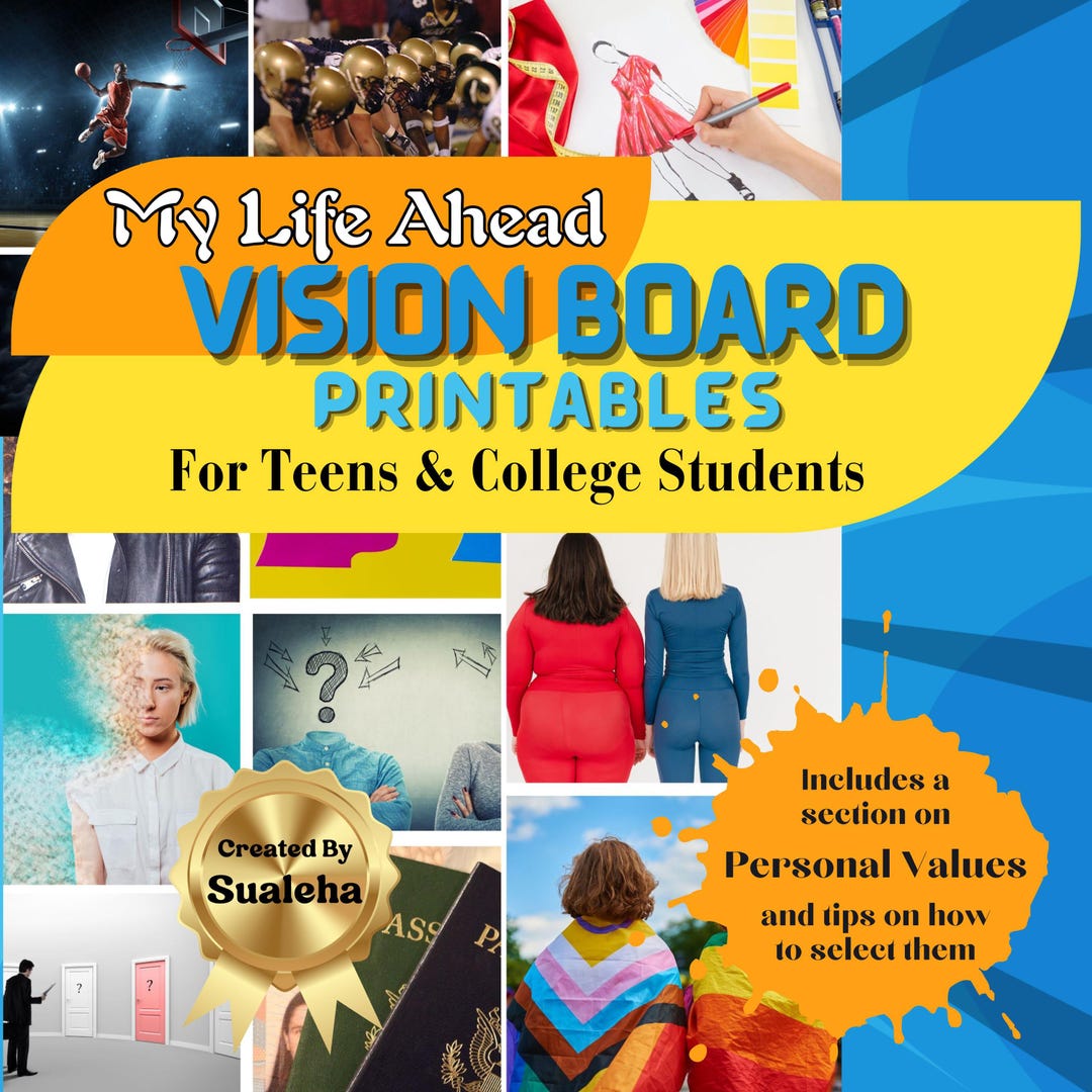 Vision Board Printables: Goal Setting for Teens & College Students (PDF ...