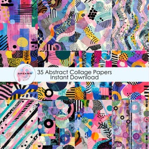 Abstract Collage Papers: Multi-colored Scrapbook Backgrounds (PDF ...