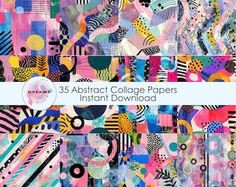Abstract Collage Papers: Multi-colored Scrapbook Backgrounds (PDF ...