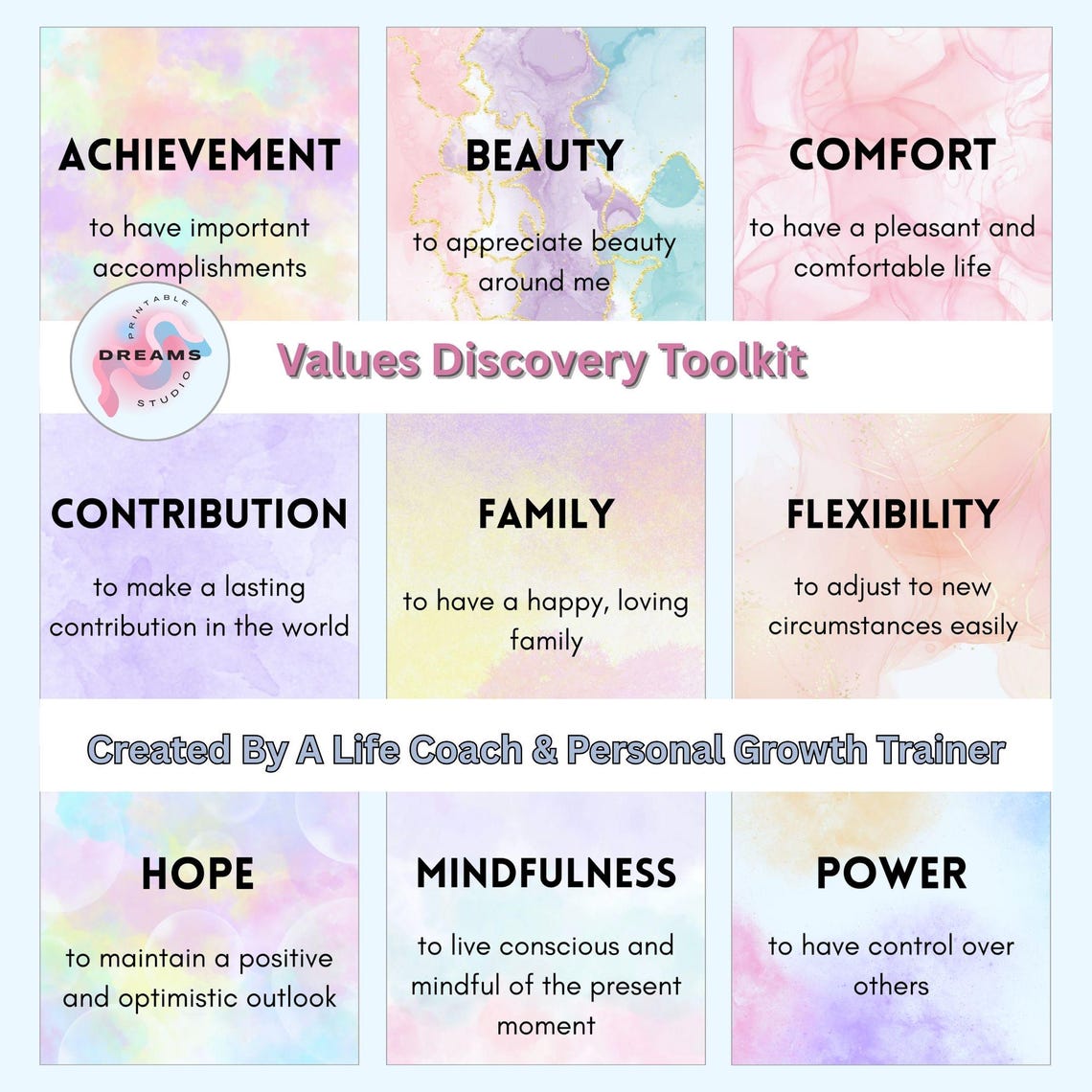 Values Discovery Toolkit: 80 Printable Cards for Self-awareness ...
