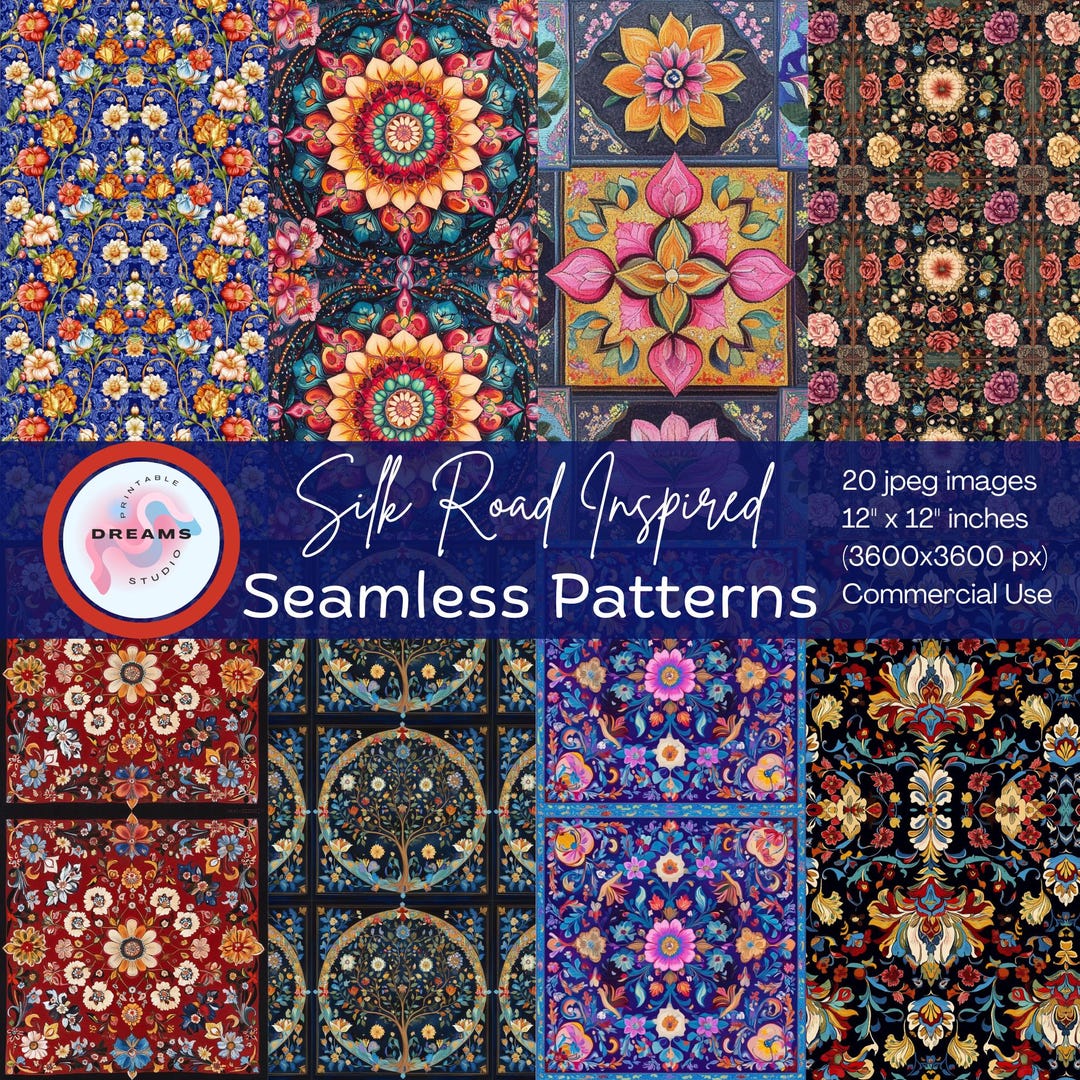 Silk Road Floral Mandala Patterns: Vintage Prints (commercial Use) - Etsy