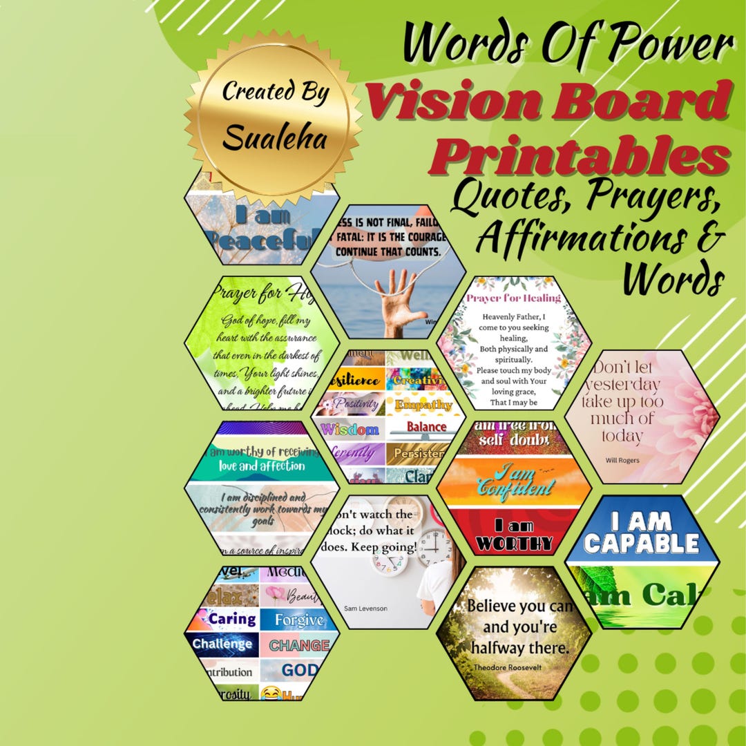 Words of Power Vision Board Printables - Quotes, Prayers, Affirmations ...