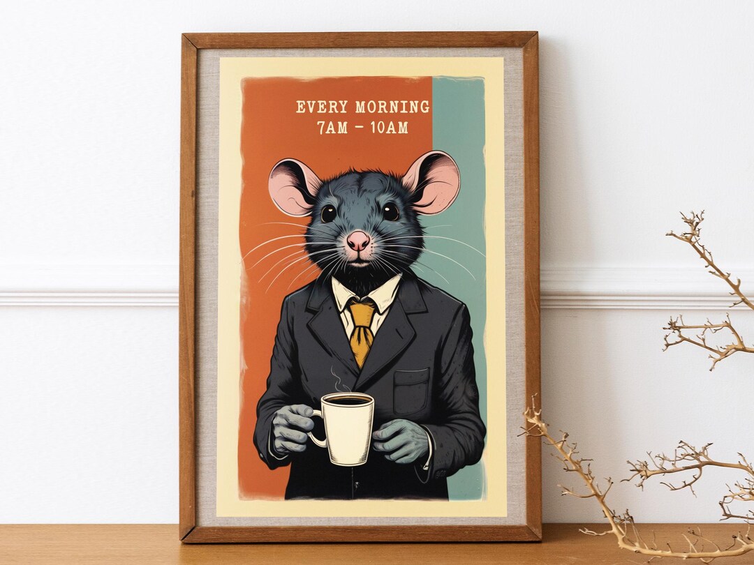 Coffee Rat -printable Kitchen Wall Art, Modern Coffee Poster, Digital ...
