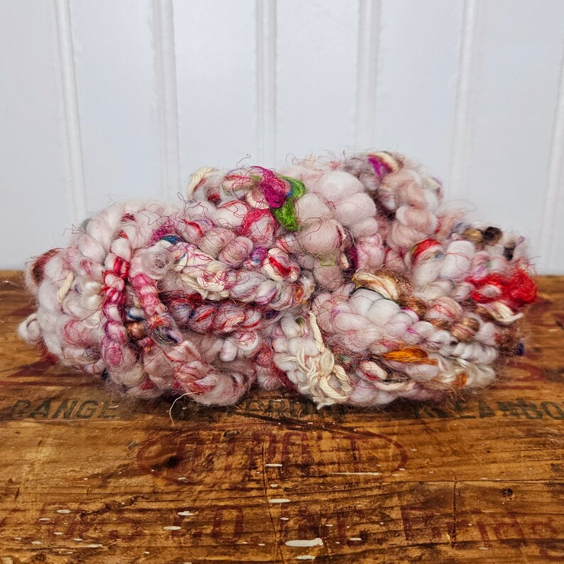 Hand Spun Art Yarn, Wool Roving, Merino, Scraps, Junk Journal, Craft ...