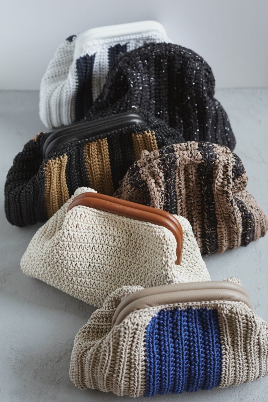 Crochet Bag, Handmade Bag, Leather Detail Clutch, Black Handbag, Gift ...