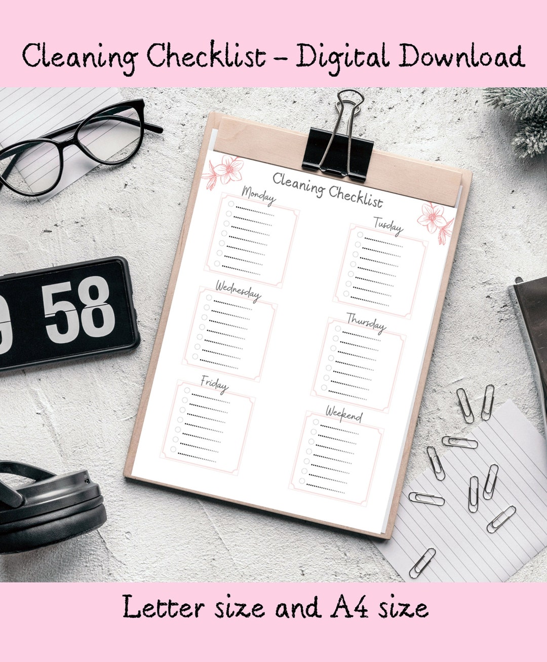 Blank Cleaning Checklist Home Cleaning Planner Cleaning - Etsy