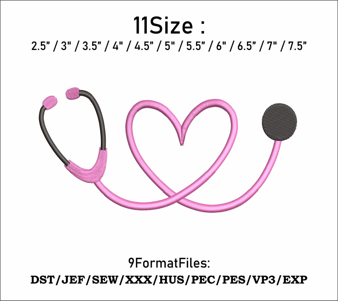 Stethoscope Heart Embroidery Design: Love Doctor Gift (digital Download ...
