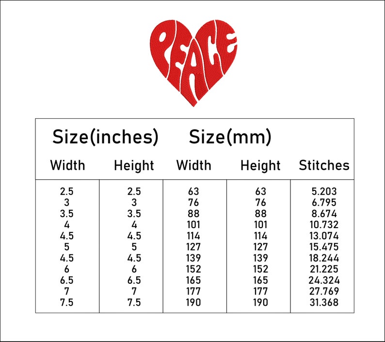 Peace Heart Embroidery Design: Love Writing, 11 Sizes (digital Download ...