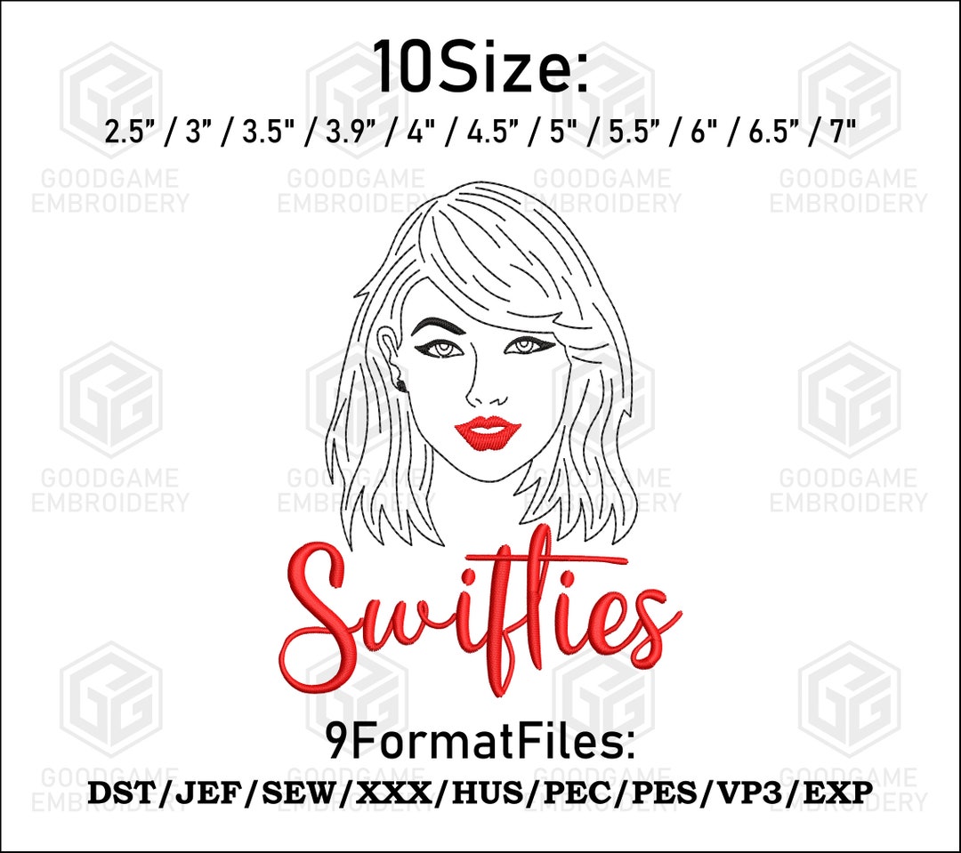 Swifties Line Art Embroidery Design: Taylor Silhouette Embroidery ...