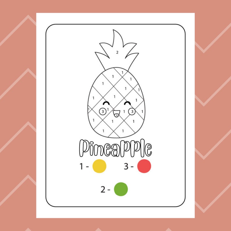 Color by Number Fruits & Vegetables Coloring Pages for Kids Pack of 15 ...