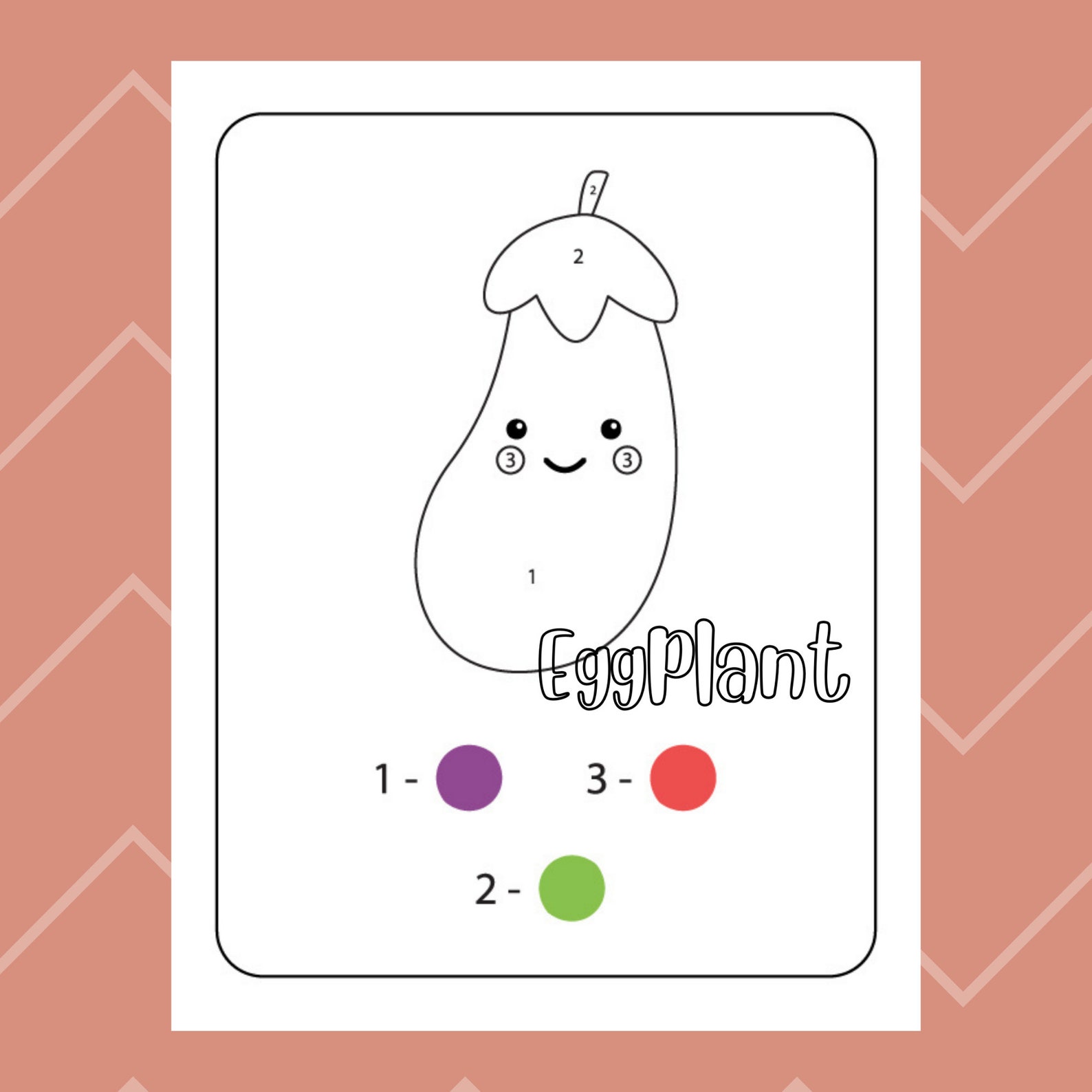 Color by Number Fruits & Vegetables Coloring Pages for Kids Pack of 15 ...