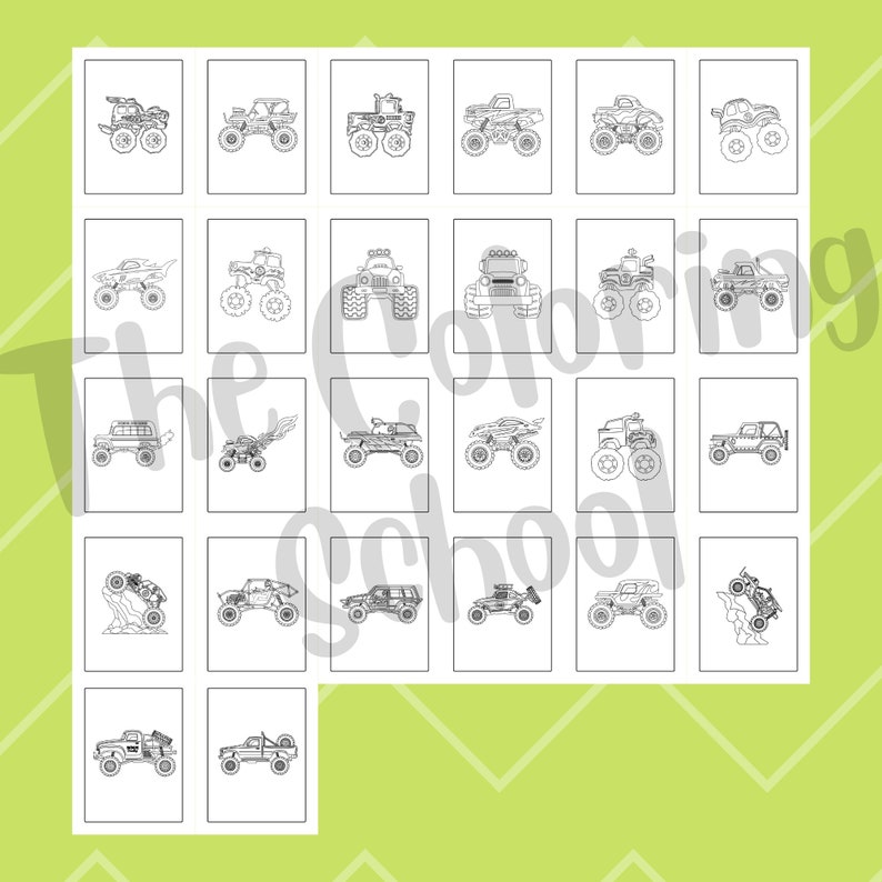 26 Monster Truck Coloring Pages Bundle, Monster Truck Printables ...