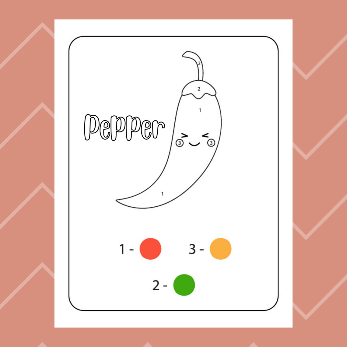 Color by Number Fruits & Vegetables Coloring Pages for Kids Pack of 15 ...