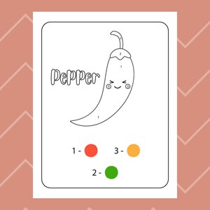 Color by Number Fruits & Vegetables Coloring Pages for Kids | Etsy