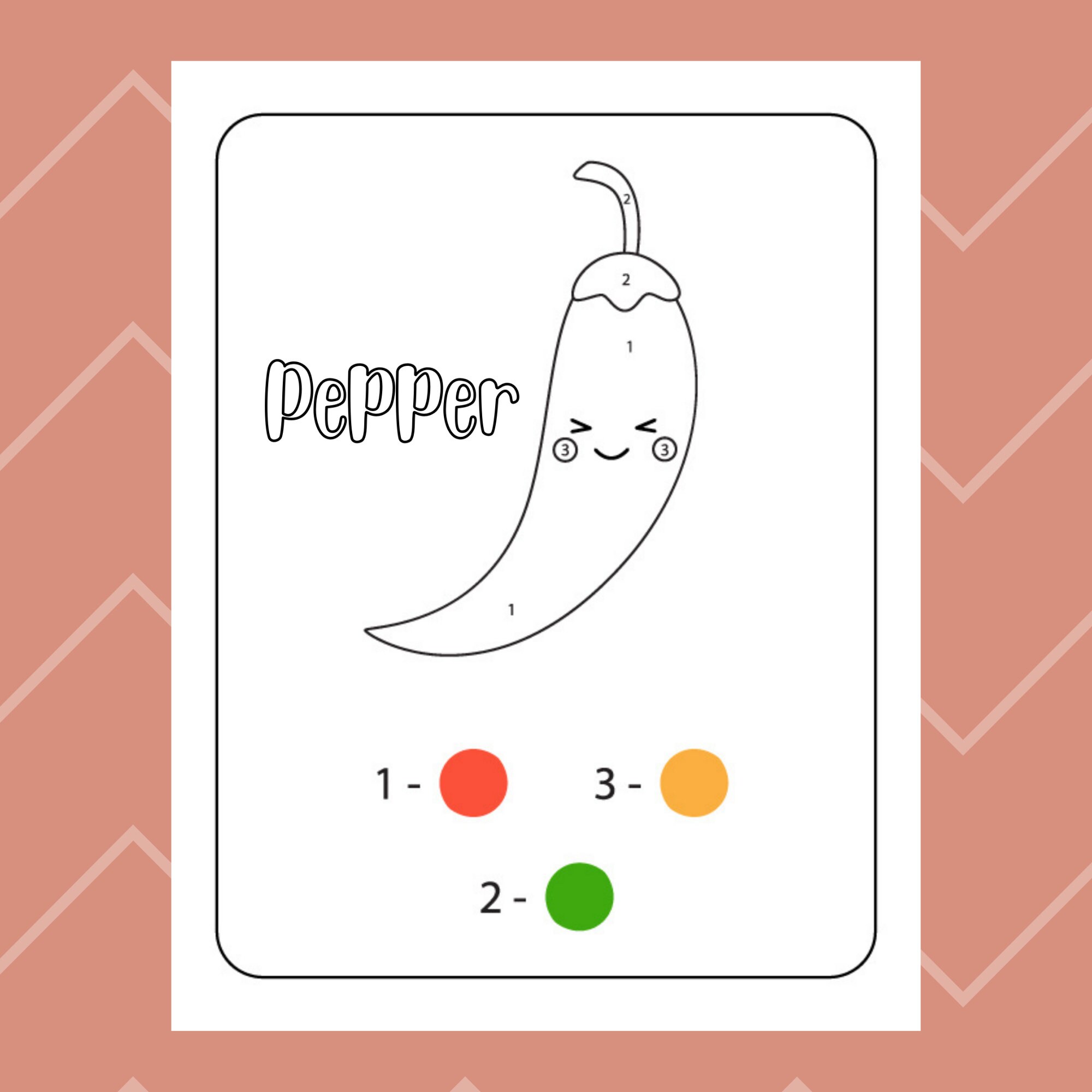 Color by Number Fruits & Vegetables Coloring Pages for Kids Pack of 15 ...