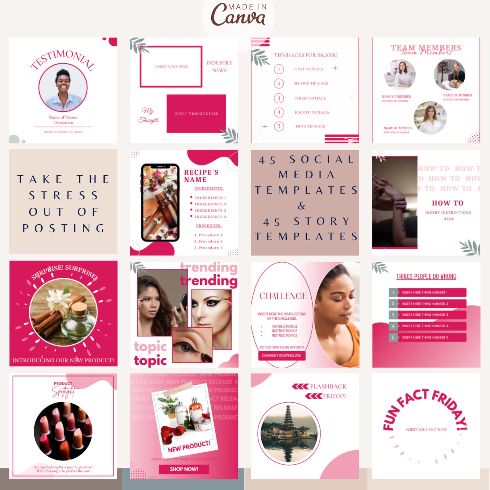 45 Premium Editable Canva Post Template & 45 Matching - Etsy
