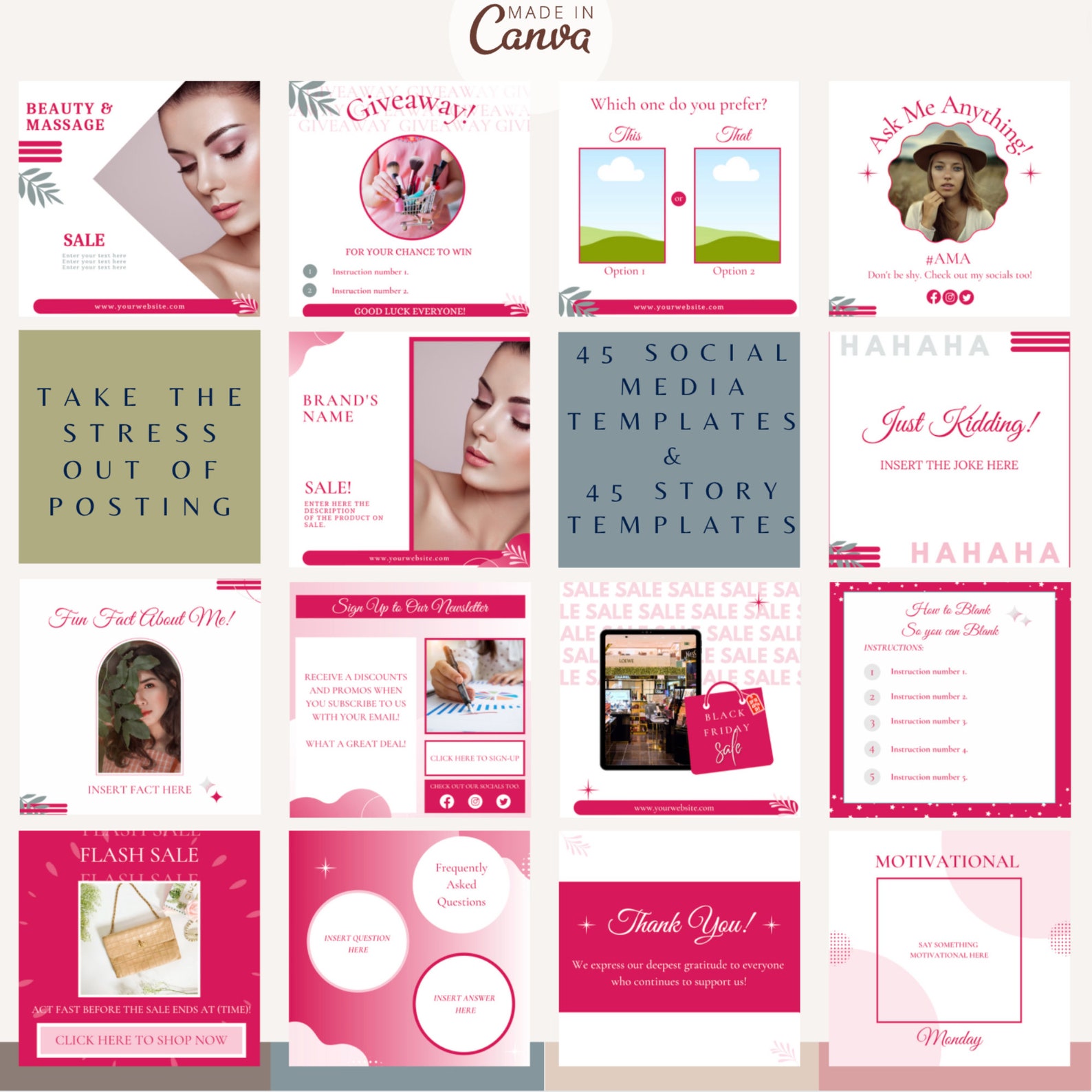 45 Premium Editable Canva Post Template & 45 Matching - Etsy