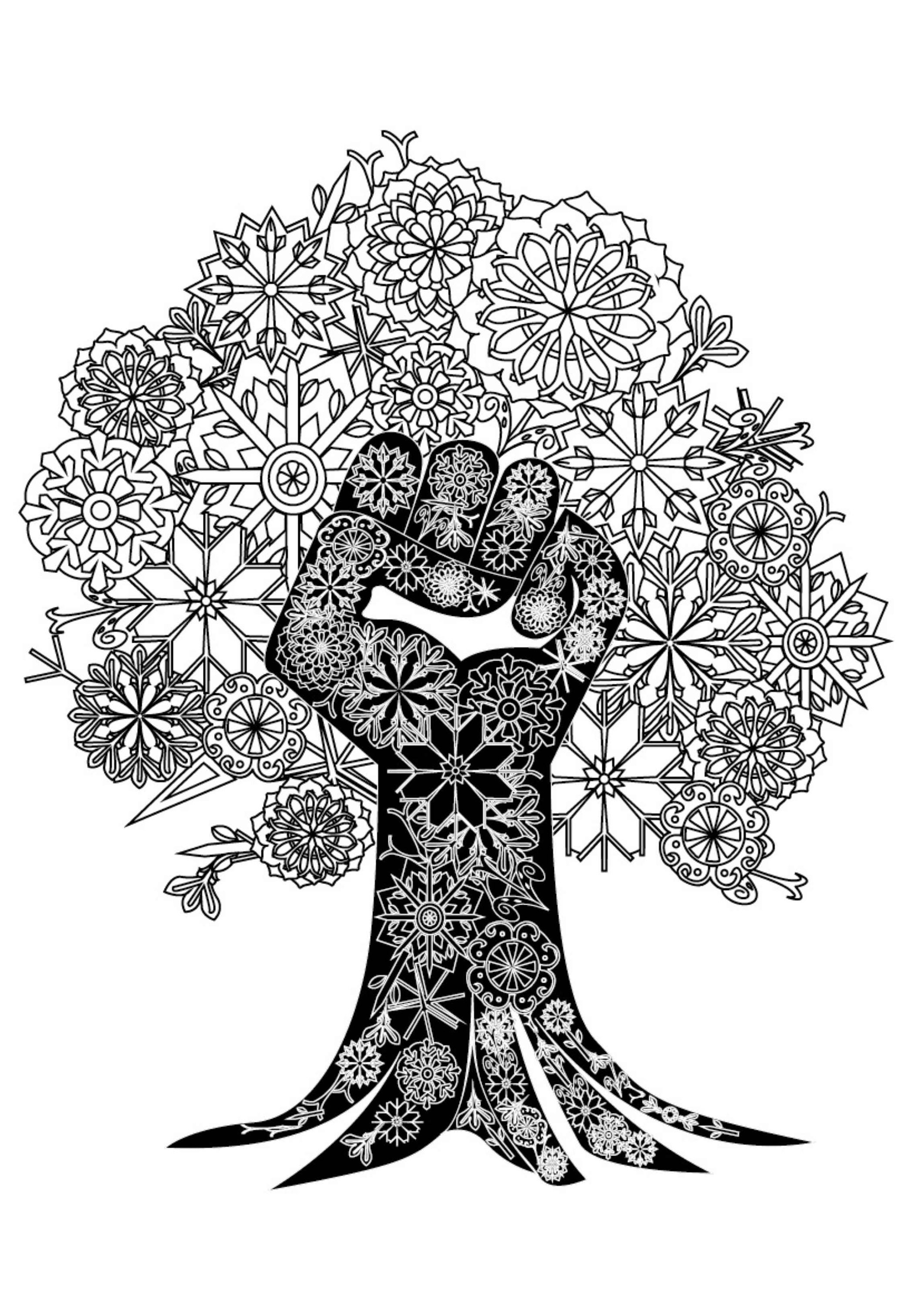 Black Fist - African Mandala Art - Mandala - Black Power Tree of ...