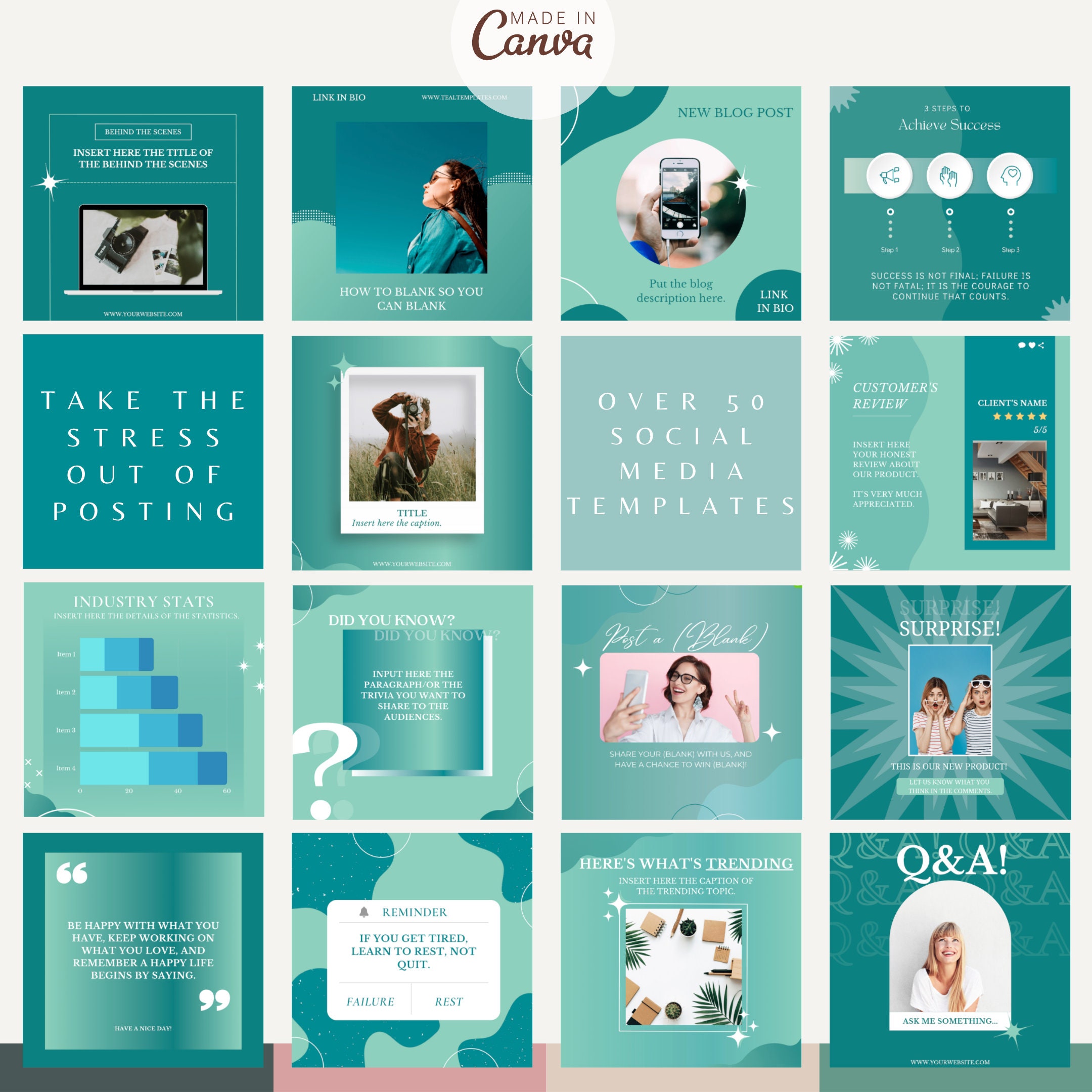 50+ Premium Editable Canva Post Template & 27 Matching Instagram ...