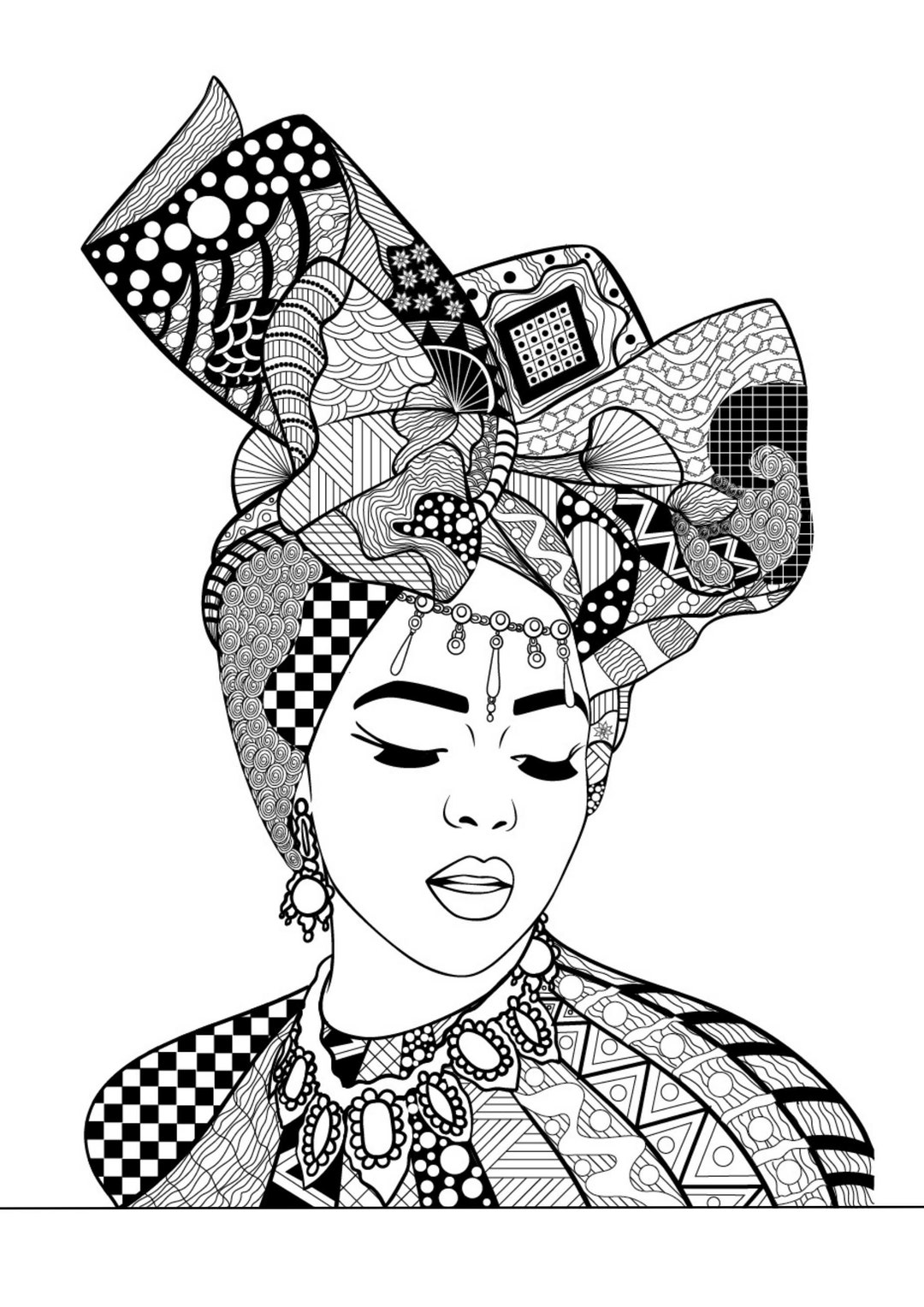MANDALA - Black African Woman With Head Wrap- African Mandala Art ...