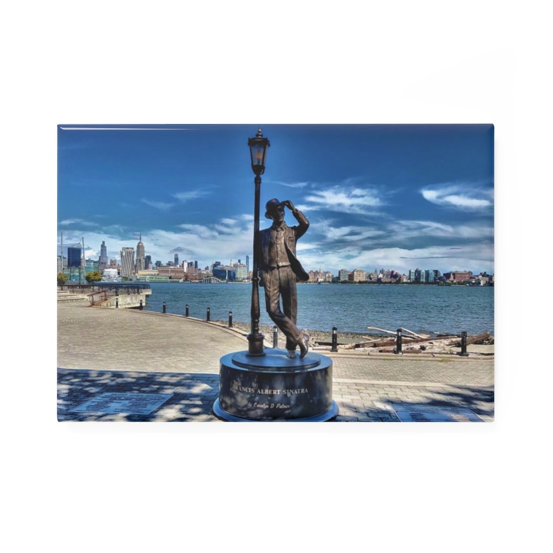 Frank Sinatra Statue in Sinatra Park Hoboken NJ - Button Magnet ...