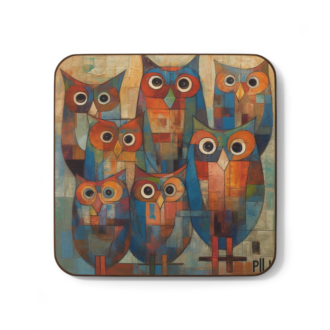 Picasso Meets Paul Klee- Many Owls Mosaic- AI Inspired Design ...