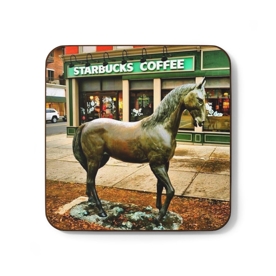 Horse Statue by Starbucks Saratoga Springs New York - Hardboard Back ...