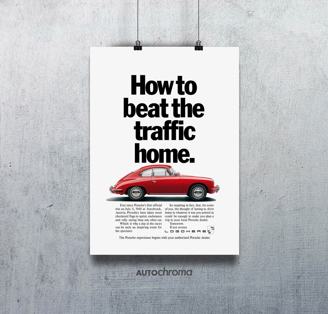 356 Coupe How to Beat the Traffic Home Wall Art Advertisement Advert ...