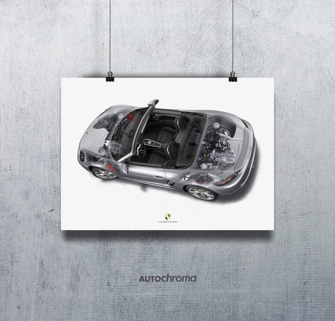 718 Boxster S Typ 982 2016 Cutaway Drawing Poster Print Drawing Concept ...