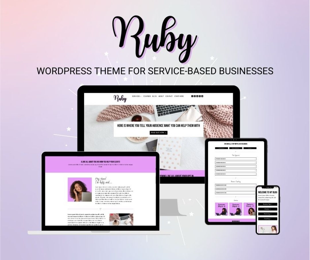 Ruby Wordpress Theme - Divi Child Theme for Service Based Business | - Etsy