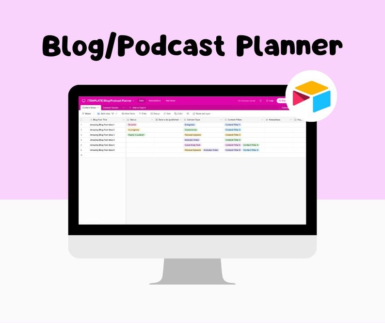 Blog/podcast Planner | Content Marketing Planner, Podcast Planner ...