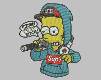 Bart Simpson Embroidery Design - Etsy