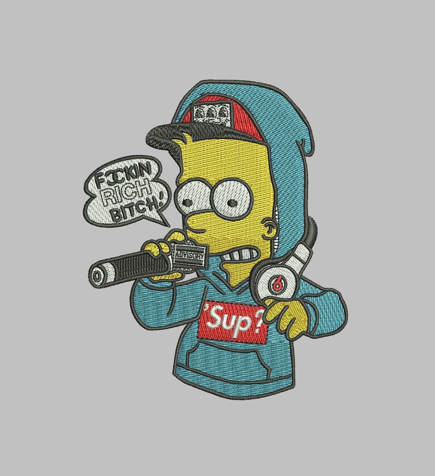 Bart Simpson Embroidery Design File - Etsy