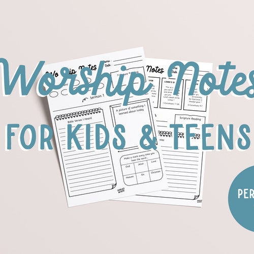 Worship Notes for Kids and Adults. PDF Printable. Instant - Etsy