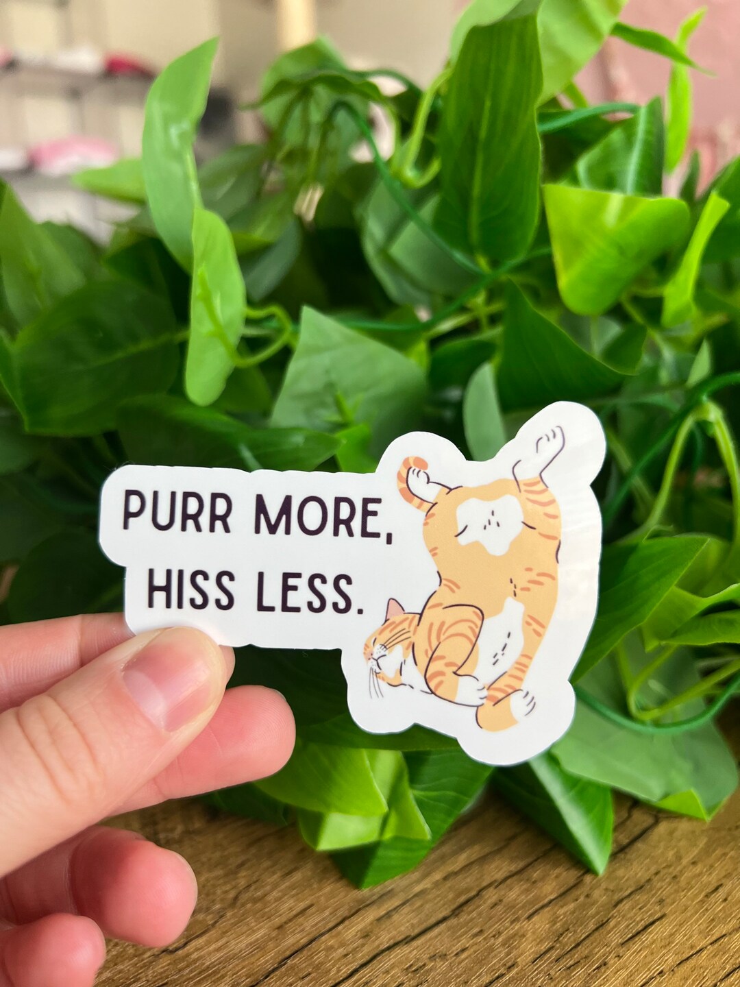 Purr More Hiss Less Meow Cat Sticker Cats Cute Feline Pets Kitties ...
